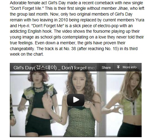 Billboard Mentions Girls’ Day’s “Don’t Forget Me” | Soompi