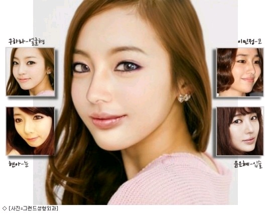 Goo Hara, HyunA, Lee Min Jung, and Yoon Eun Hye’s Faces Combined into ...