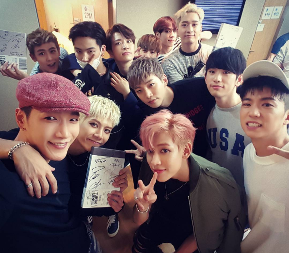 2PM And GOT7 Show Their JYP Nation Love Backstage At “M!Countdown”