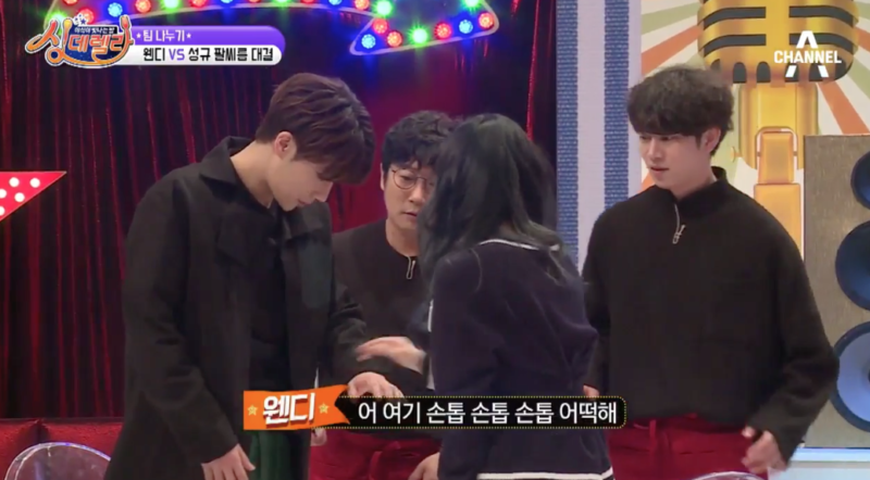 Watch: Red Velvet’s Wendy Adorably Tries Arm Wrestling With INFINITE’s Sunggyu | Soompi