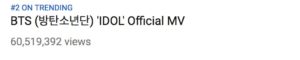 BTS Continues Record Streak As “IDOL” MV Surpasses 60 Million Views ...