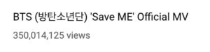 BTS’s “Save Me” Becomes Their 8th MV To Hit 350 Million Views | Soompi