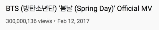 BTS’s “Spring Day” Becomes Their 12th MV To Hit 300 Million Views | Soompi