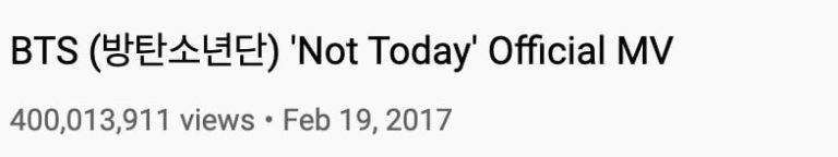 BTS’s “Not Today” Becomes Their 10th MV To Surpass 400 Million Views ...