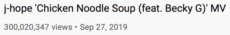 BTS’s J-Hope And Becky G’s “Chicken Noodle Soup” MV Hits 300 Million Views | Soompi