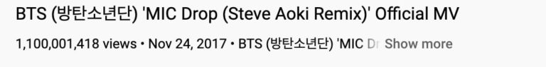 BTS’s “MIC Drop” Remix Becomes Their 4th MV To Hit 1.1 Billion Views | Soompi