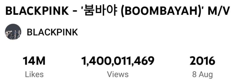 BLACKPINK’s “BOOMBAYAH” Becomes 1st K-Pop Debut MV Ever To Hit 1.4 Billion Views | Soompi