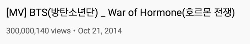 BTS’s “War Of Hormone” Becomes Their 20th Group MV To Hit 300 Million ...