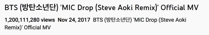 BTS’s “MIC Drop” Remix Becomes Their 4th MV To Hit 1.2 Billion Views | Soompi