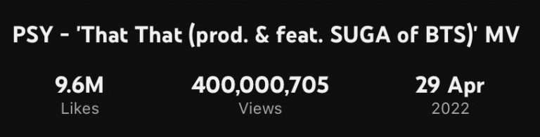 PSY And BTS’ Suga’s “That That” Becomes 9th MV By A K-Pop Soloist To ...